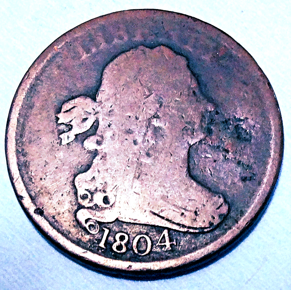 1804 Draped Bust Half Cent - Crosslet 4, with Stems | eBay