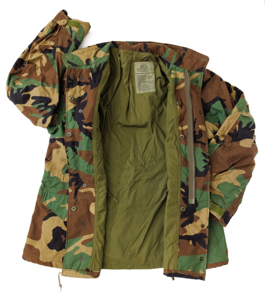 Vintage US Army M65 Field Jacket Woodland Camo 1991 Large Regular Coat ...