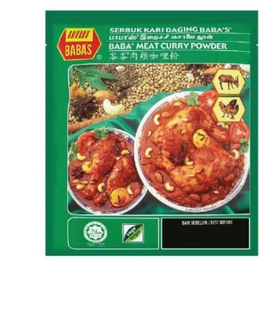 10 Packs x 25g BABA'S Meat Curry Powder - Free 20g BABA's Chilli Powder ...