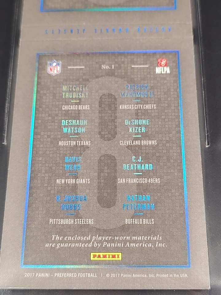 BGS 8.5 1/1 SSP RC JSY PATRICK MAHOMES II ROOKIE NFL SHIELD PATCH 2017 ...