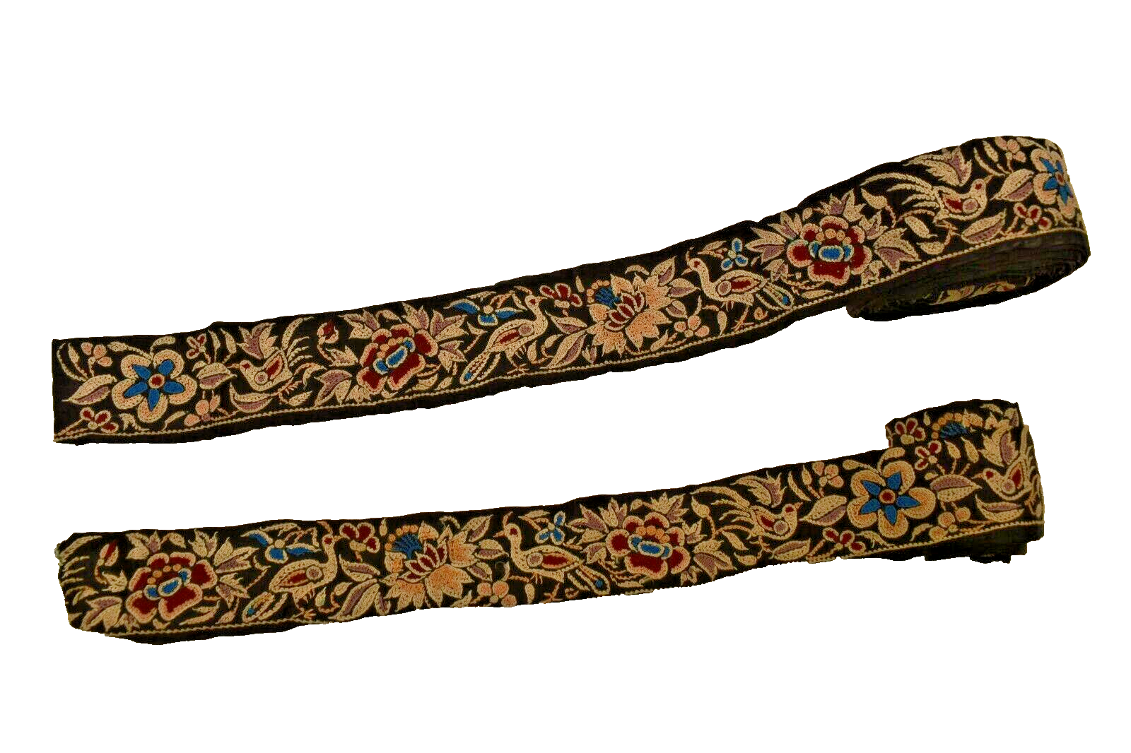 Antique Parsi Ghara Sari Border Laces French Knot Embroidery Birds ...