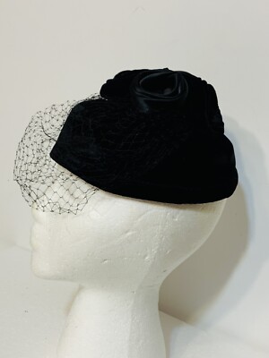 Vintage Pillbox Black Net Hat W/ 4 Ribbon Flowers Women’s | eBay