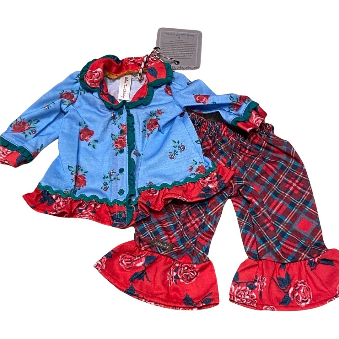 Matilda Jane Doll Clothing "Sleepover" Christmas Pajamas Set Blue/Red ...