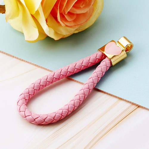 Heart-shaped Diy Car Keychain With Woven Rope Metal Lucky Bag Keychain ...
