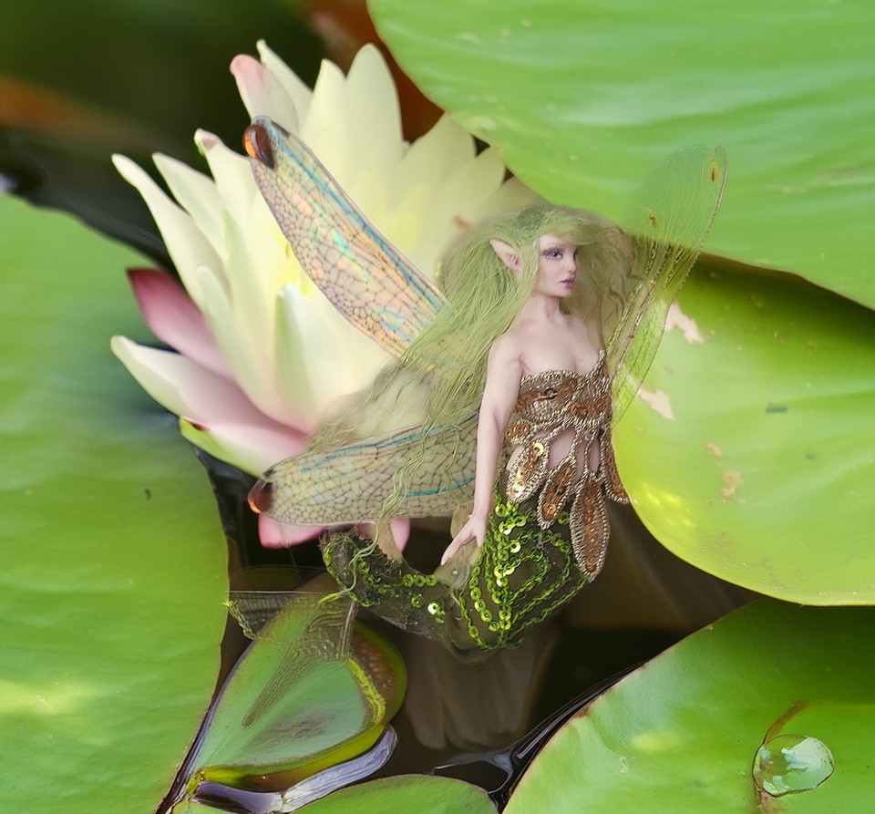 Young Dragonfly Pixie, ooak Fairy art doll, Small scale fey, hanging ...