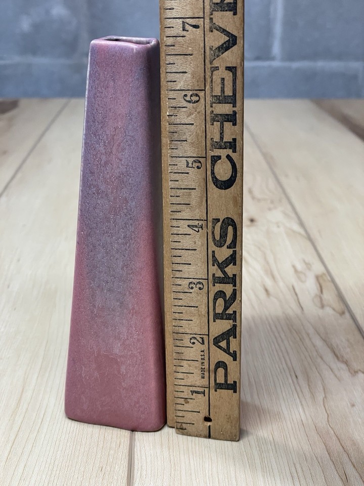 Vtg Pottery Ceramic Ikebana Vase Square Geometric Abstract Mauve Bud ...