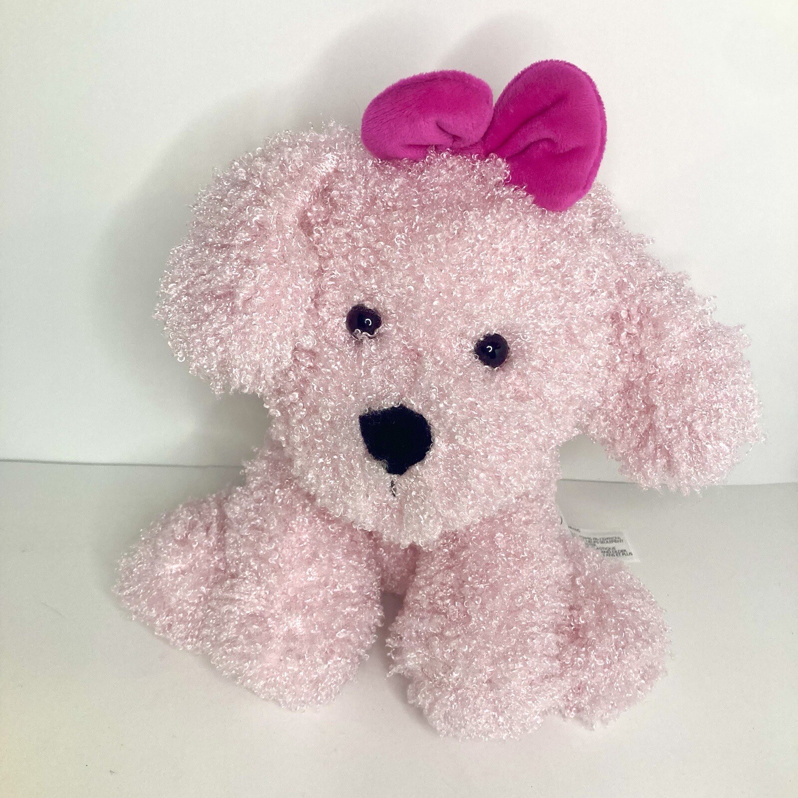 Animal Adventure Pink Poodle Plush Dog Stuffed Animal Curly Bow 11 ...