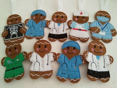 Embroidered Gingerbread Man Decoration ~ Medical Nurse Doctor Paramedic ...