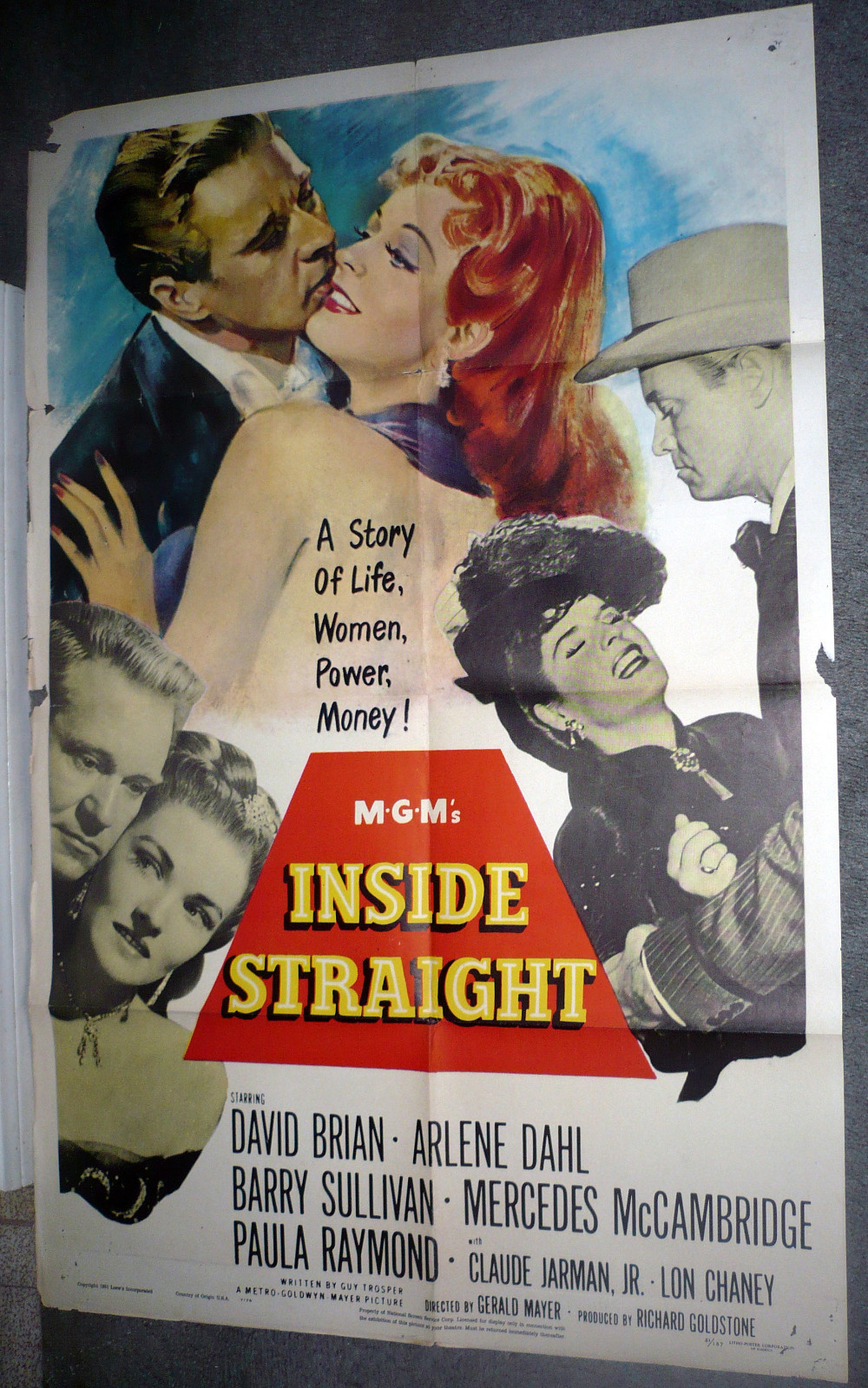 INSIDE STRAIGHT movie poster ARLENE DAHL/PAULA RAYMOND original one ...