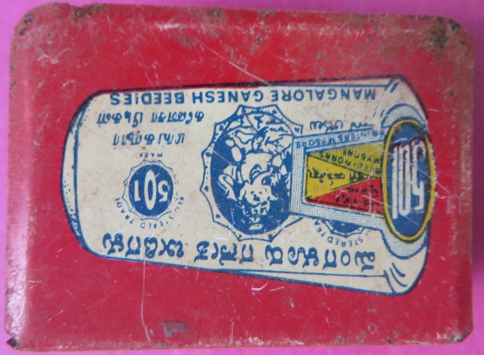 Vintage Adv Tin Matchbox Holder Sign 501 MANGLORE GANESH BIDI INDIA ...