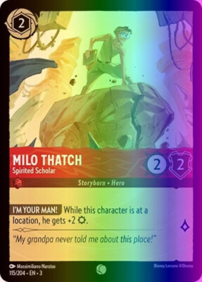 Lorcana Milo Thatch - Spirited Scholar (115/228) Into the Inklands LP ...