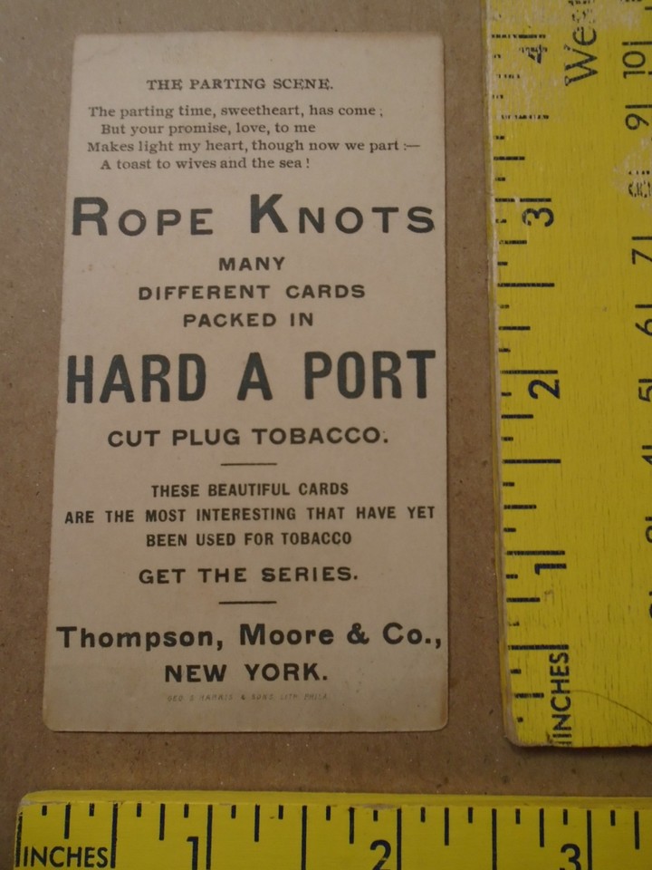 1880's N459, Hard A Port Cut Plug, Rope Knots, The Parting Scene, VG | eBay