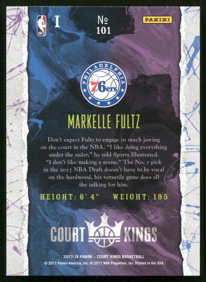 Markelle Fultz Rookie - 2017-18 Panini Court Kings Basketball #101 | eBay
