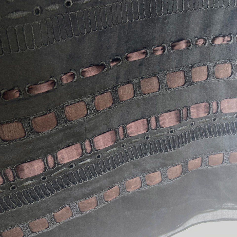 Kay Unger Silk Woven Ribbon Sheer Mesh Eyelet Lace Whimsigoth Skirt ...