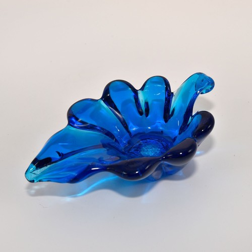 Glass Cobalt Blue Leaf Shaped Bowl Dish | eBay
