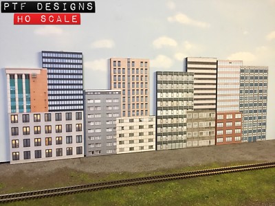 HO Scale Commercial Combo 1,2,3,&4 Set Of 4 Building Flats/ Front 3D ...