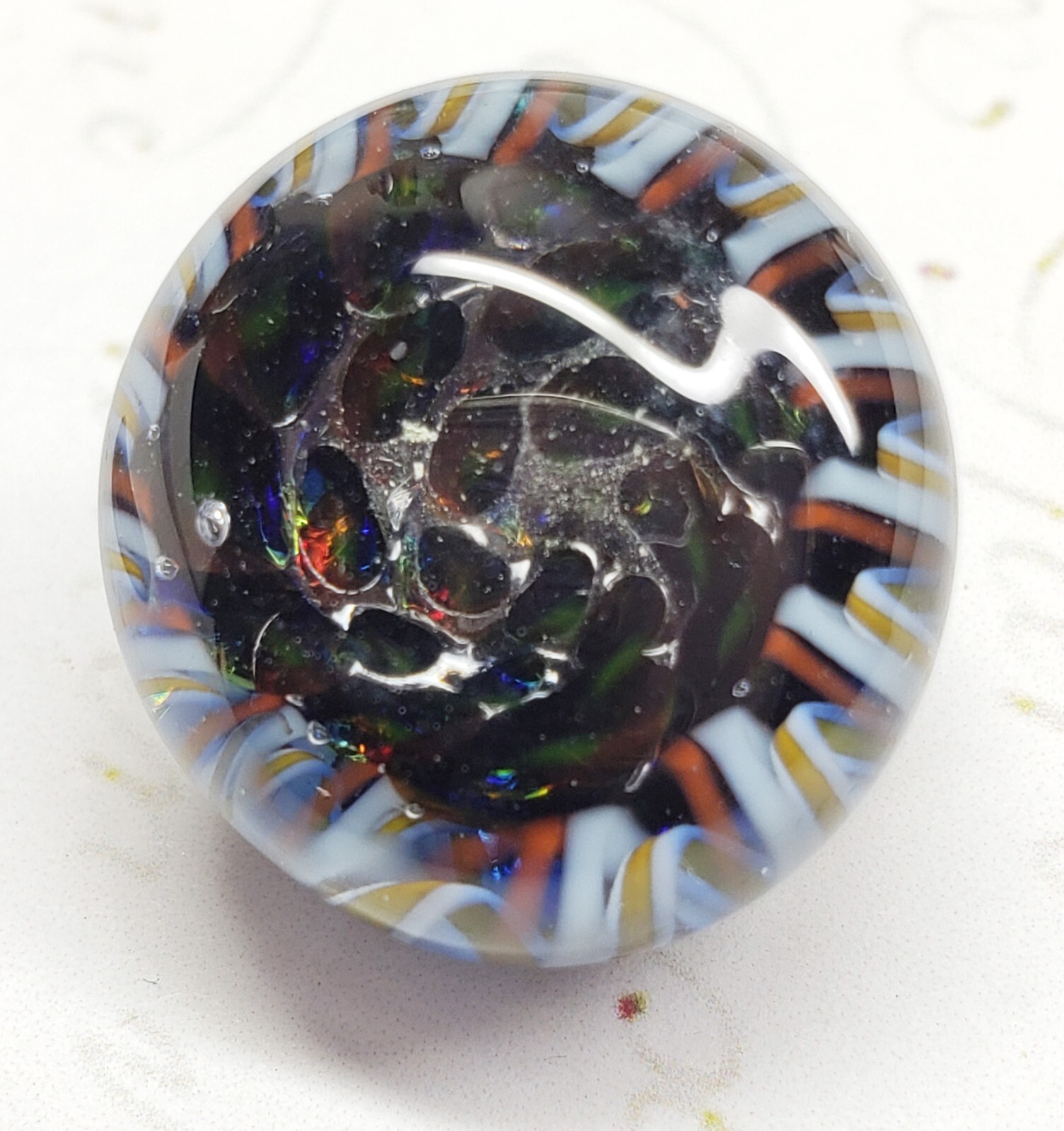 Early Vintage Jacques Israel Glass Latticinio Paperweight Studio Button ...
