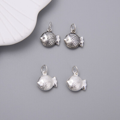 925 Sterling Silver Fish Charm Bracelet Necklace Small Sea Ocean ...