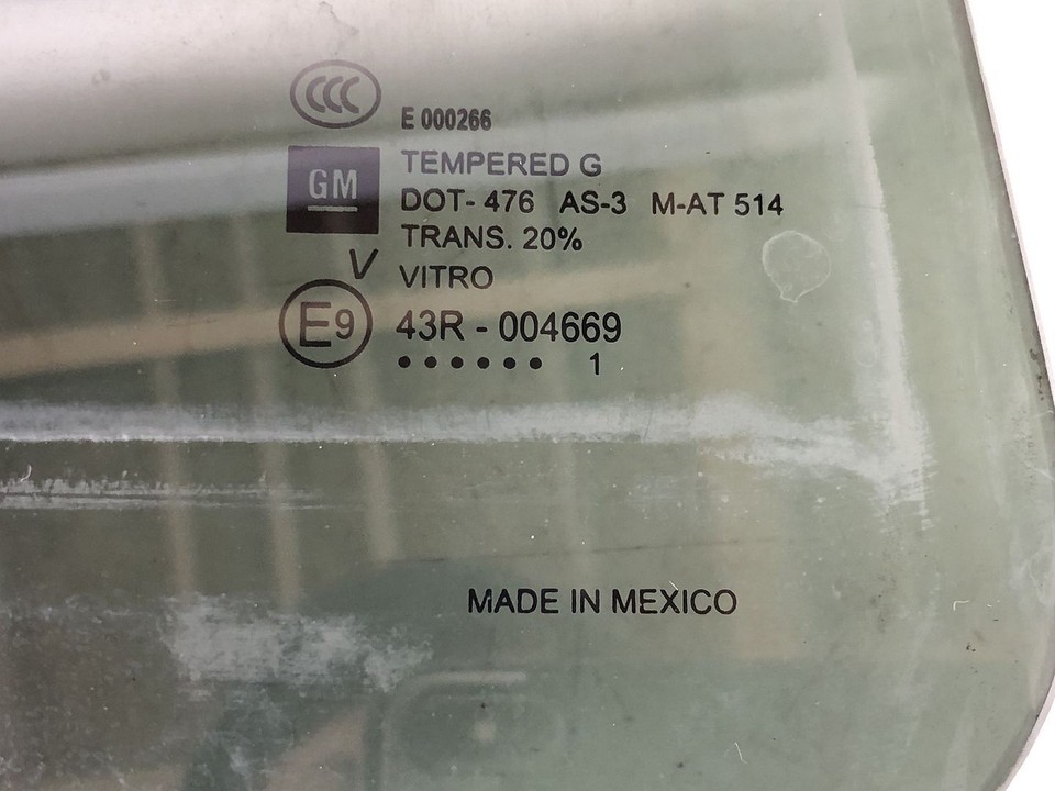 10-16 CADILLAC SRX REAR RIGHT PASSENGER SIDE DOOR WINDOW GLASS OEM #156 ...