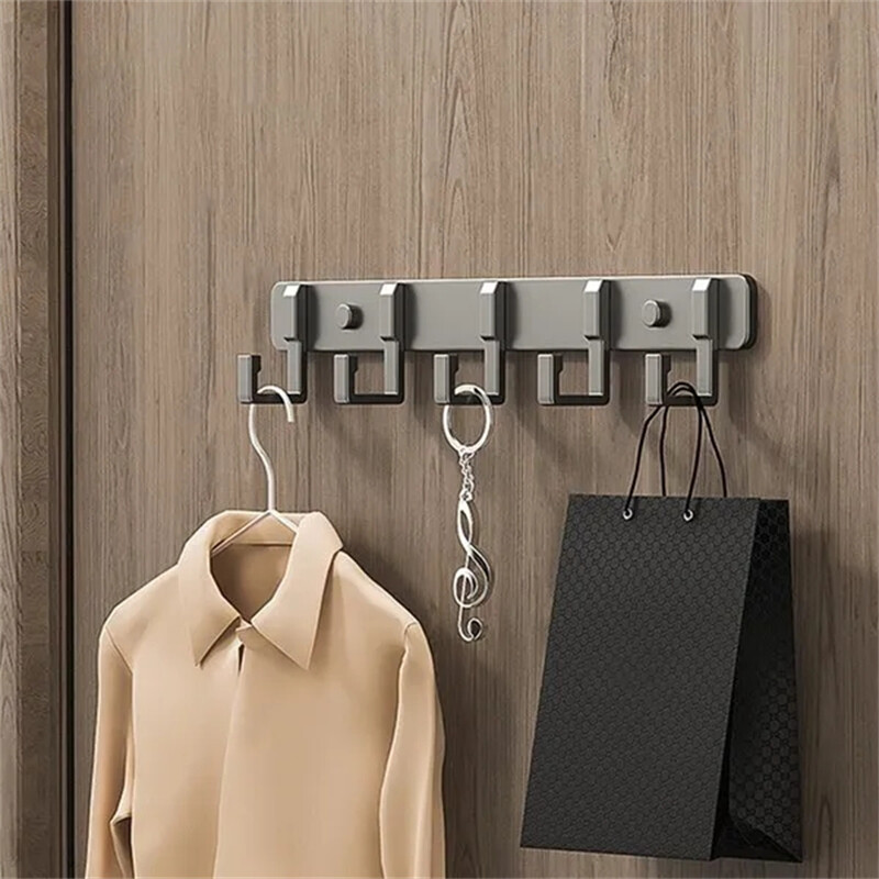 Aluminum 3 To 7 Hooks Key Coat Clothes Door Holder Rack Hook Wall ...