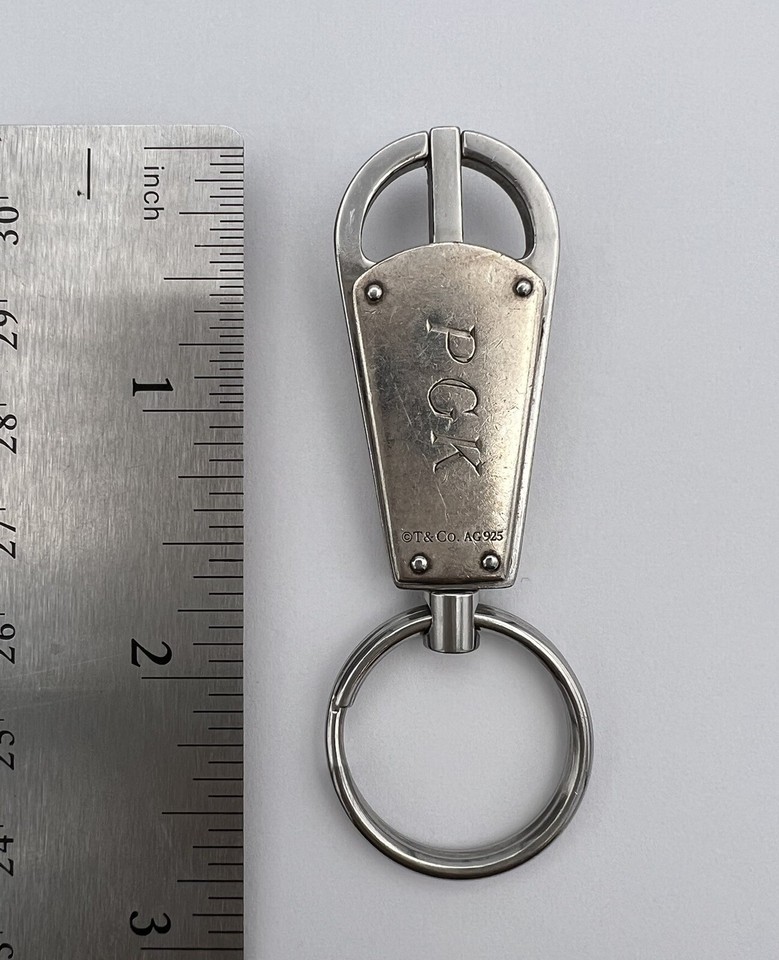 Tiffany & Co Sterling Silver & Stainless Steel Valet Keychain PGK ...