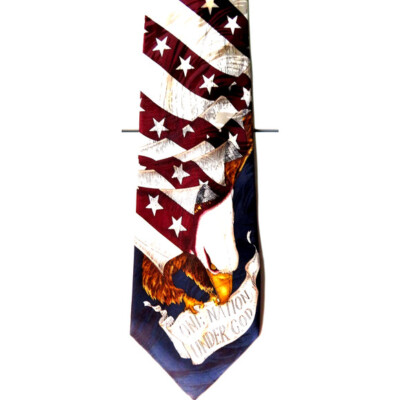 KEITH DANIELS PATRIOTIC EAGLE TIE ONE NATION UNDER GOD RED/WHITE/BLUE ...