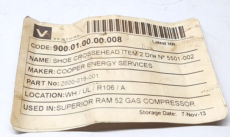 Cooper Z600-018-001 Shoe Crosshead Item 2 Drw N 5501-002 CB 600-018-001 06-12 | eBay