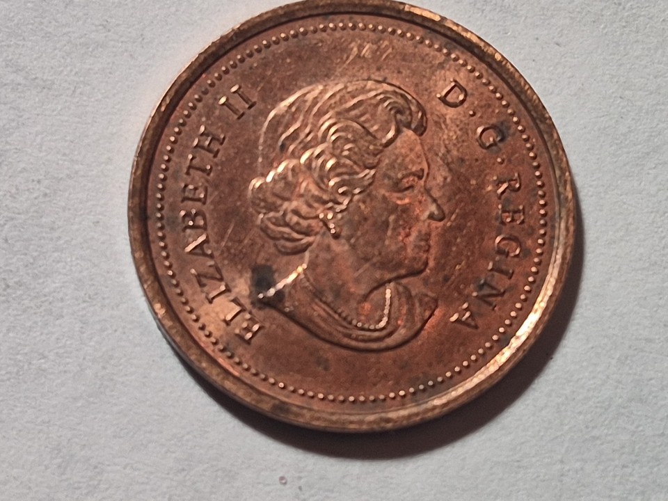 2006 Canadian Penny No Mark Non Magnetic Broken Copper Outside Layer ...