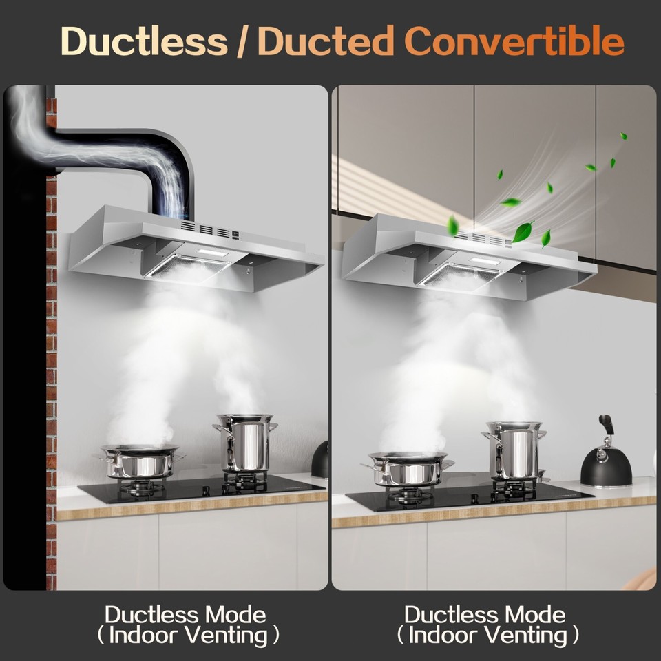 36inch Under Cabinet Range Hood Kitchen Cooking Fan 280CFM w/LED ...