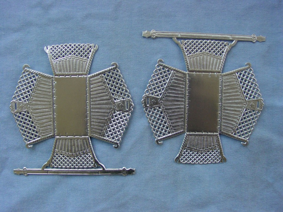 2 German Die Cut Dresden Silver Foil Paper Rectangle Baskets Victorian ...