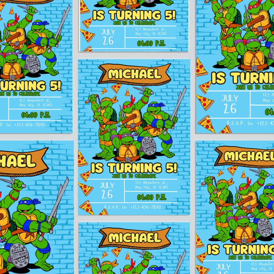 Editable - Ninja turtle invitation, Ninja Turtles birthday invitation ...