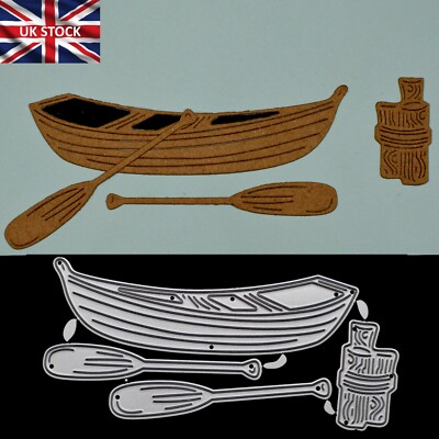 Rowing Boat, Oars & Mooring Post Metal Cutting Dies Set, Stencils Card ...