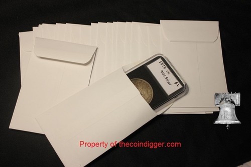 25 Coin Slab Envelope Holder PCGS NGC ANACS Case 3x4.5 White Sleeve ...