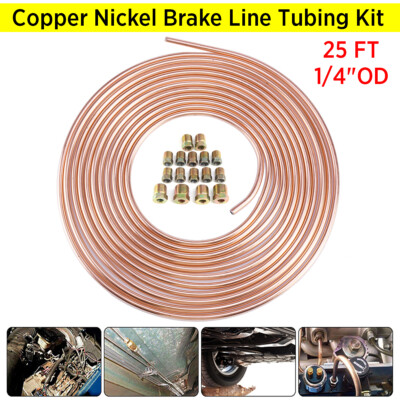 Roll Copper Steel Nickel Car Brake Line Pipe 25ft 1/4'' OD With 16Pcs ...