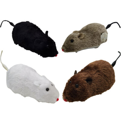 4 Pcs Toy for Cats Plush Clockwork Mouse Black Wind up White | eBay