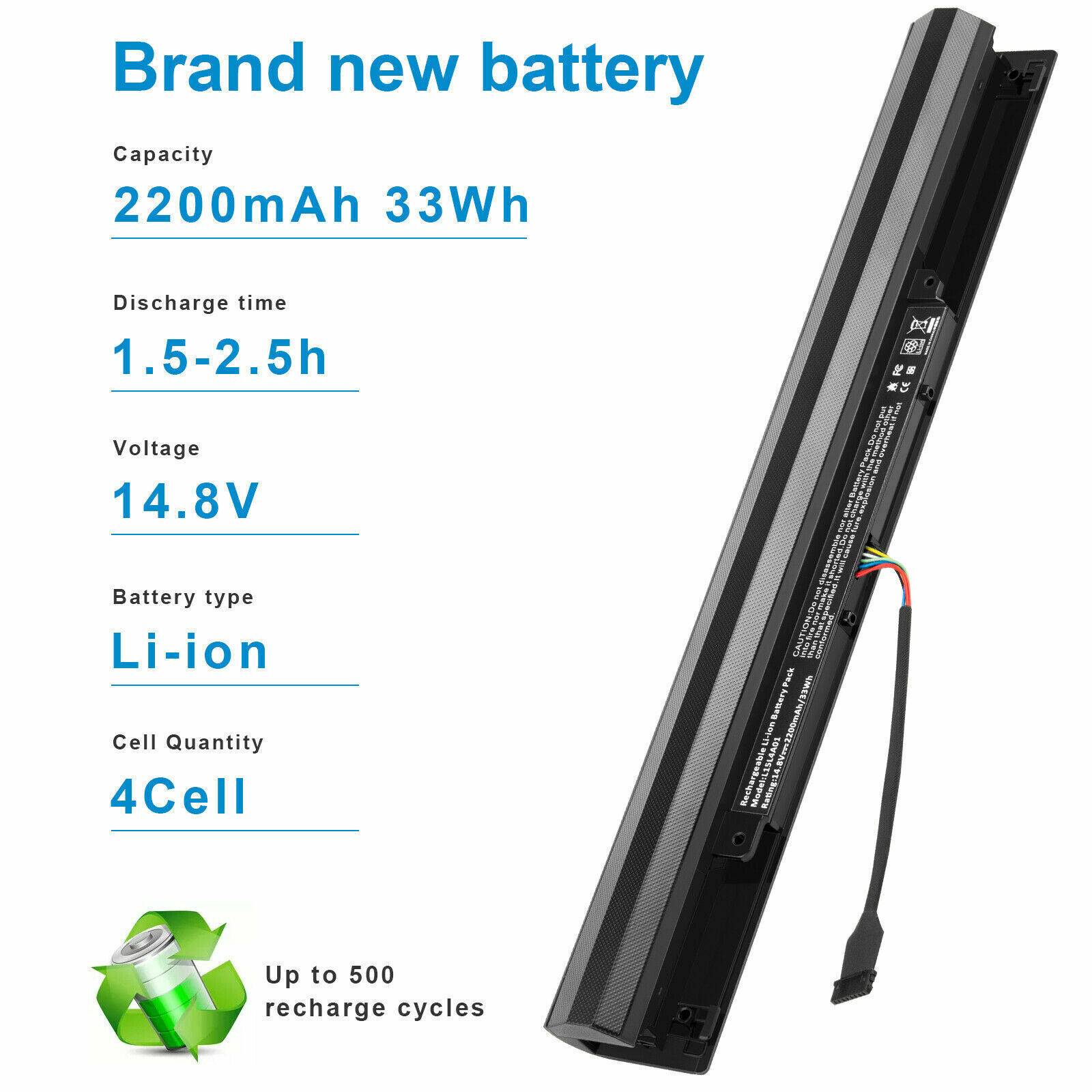 L15S4A01 L15L4A01 Battery For Lenovo Ideapad 100-15IBD 110-15ISK 100 ...