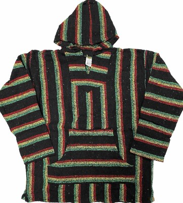 Mexican Hooded Baja Surfer Drug Rug Rasta Pullover Hoodies Sizes Small ...