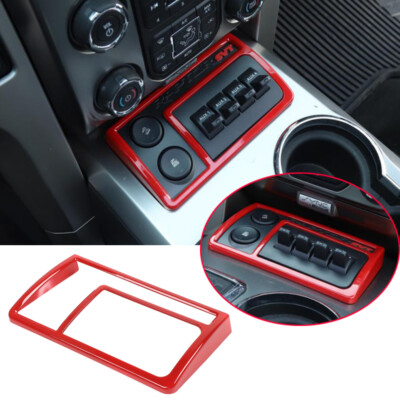 Red ABS Center Console AUX Switch Panel Cover Kit For Ford F150 Raptor ...