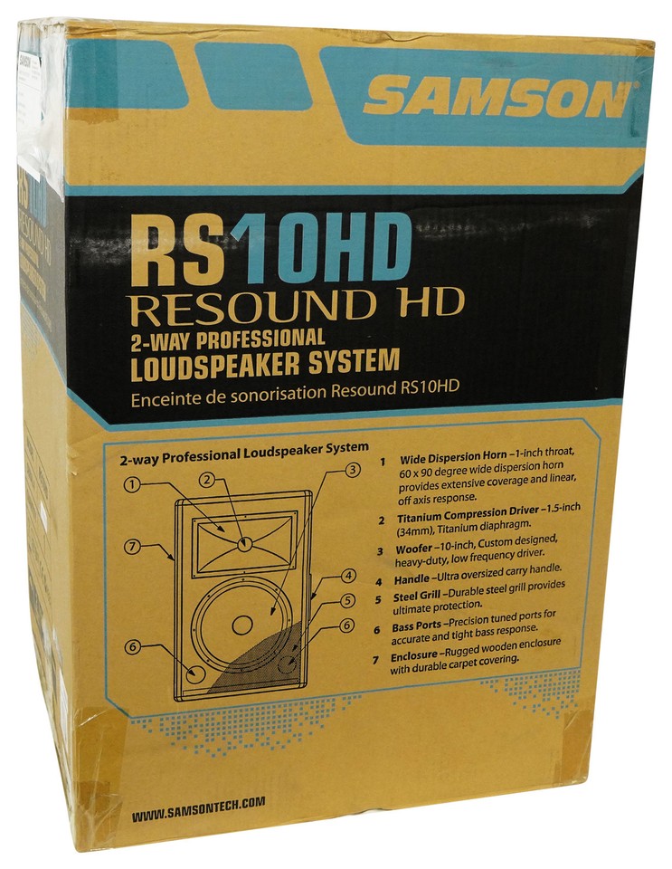Samson RS10HD 10" 2-Way 300 Watt Wooden Passive PA Speaker w. Titanium ...