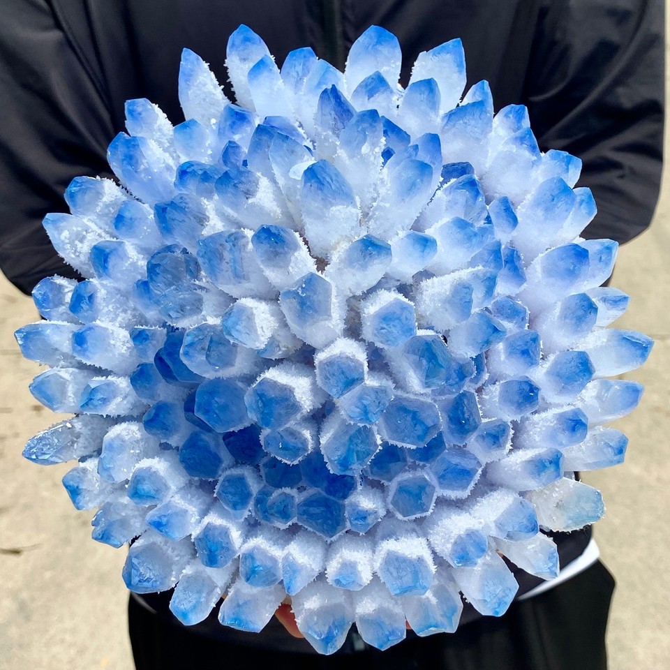 8.8LB Newly discovered blue crystal cluster flower shaped mineral ...