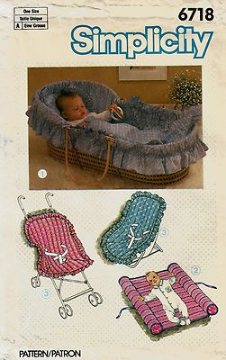 SEWING PATTERN Simplicity 6718 Baby Seat Cover Basket Liner Pad Quilt ...