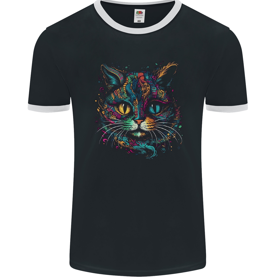 Multicolor Tribal Fancy Cat Men's Ringer Fotl | eBay