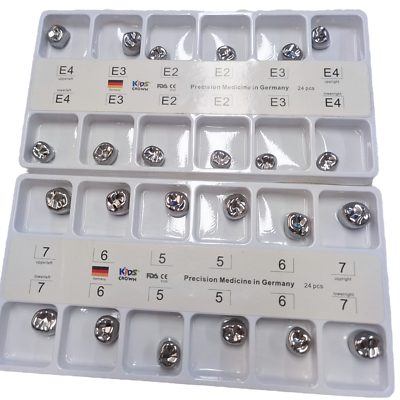 Pediatric Dental Preformed Crown REEHUT 48-Piece Stainless Steel Kids ...