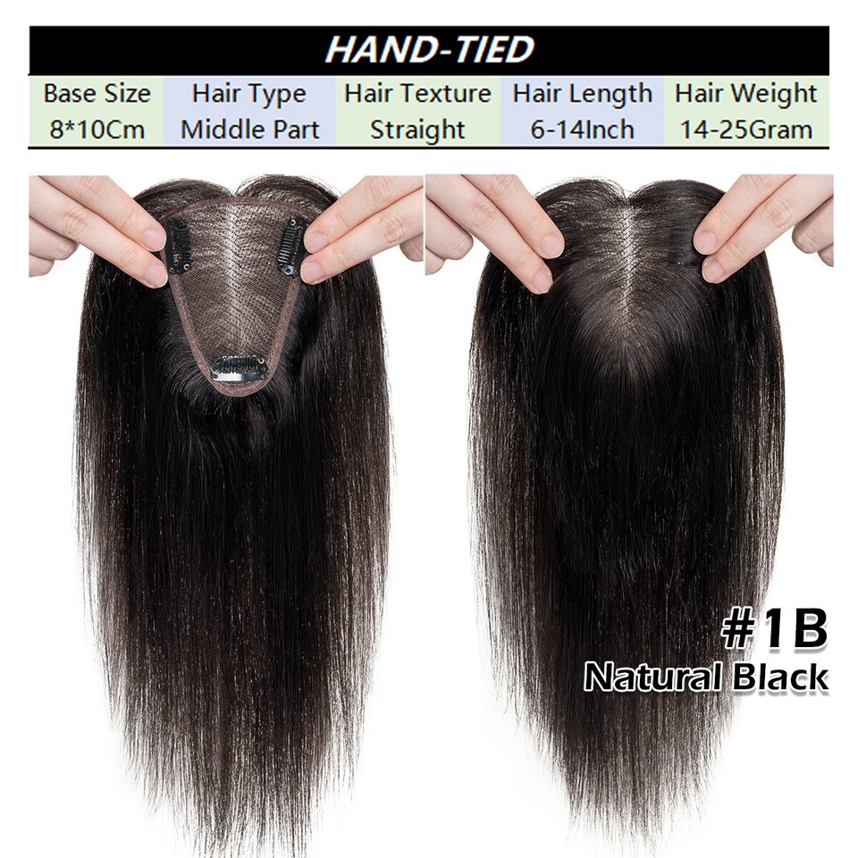 Women Hair Topper Toupee Clip in Hairpiece Top Hairpiece 100% Real ...