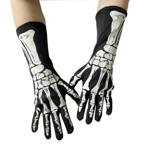 Ghost Bone Halloween Gloves Five Finger White Skeleton Mittens Party | eBay