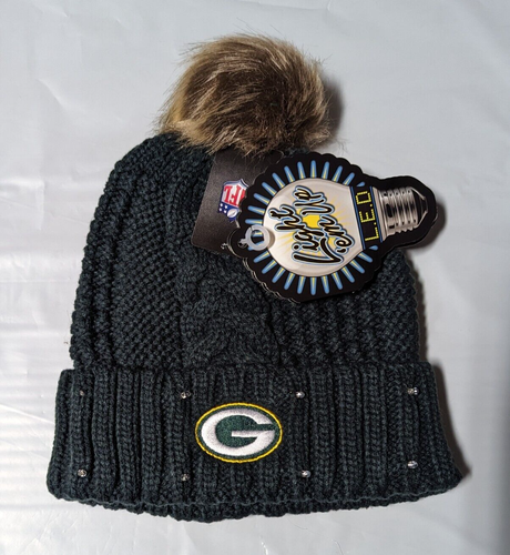 Green Bay Packers Chunky Knit Light Up Logo Beanie Winter Hat Toque Fur ...
