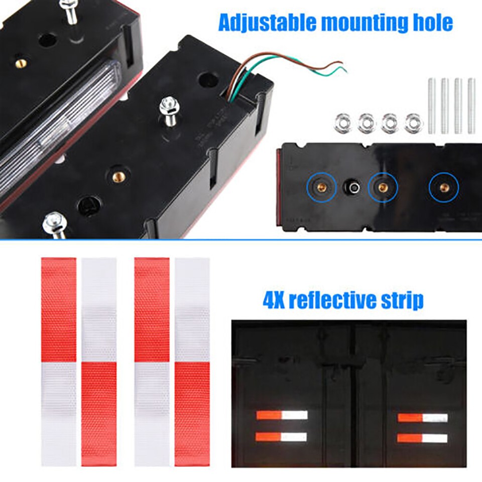 LED Trailer Tail Lights Kit Truck Boat Marker Stud Stop Turn Light ...