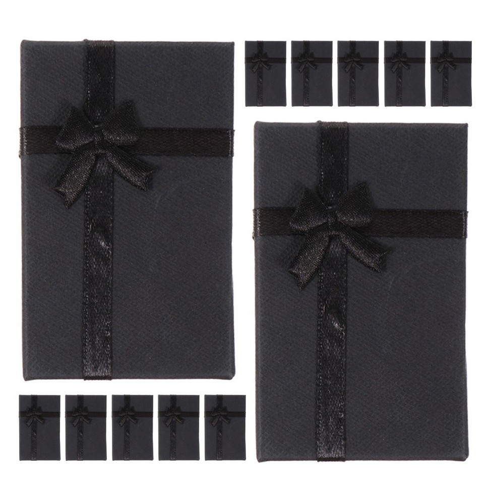 12 Pcs Cardboard Jewelry Box With Bow For Necklace Ear Stud Organizer ...