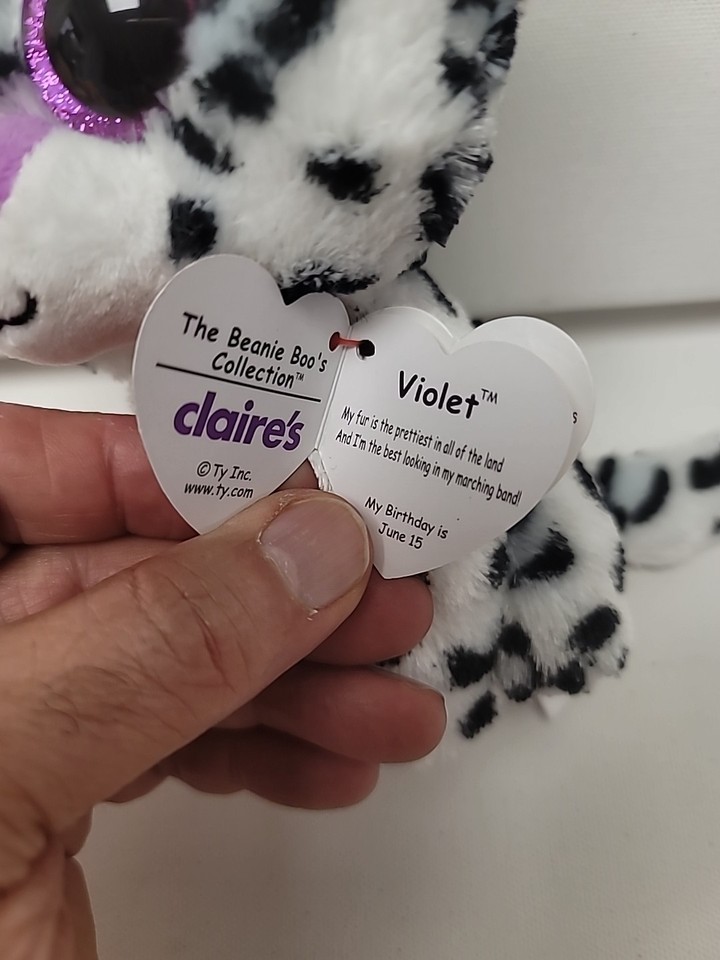 Ty Beanie Boos VIOLET the Leopard Claire's Exclusive 6" 15cm NEW MWMT ...