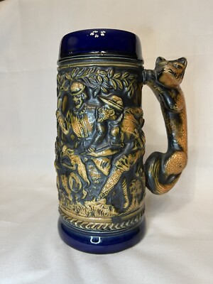 Vintage Gerz German Beer Stein Fox Handle Wild Boar Hunting scene | eBay